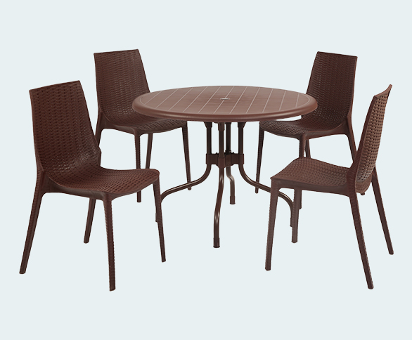 Plastic Dining Table with Chair | 4 Seater Dining Table
