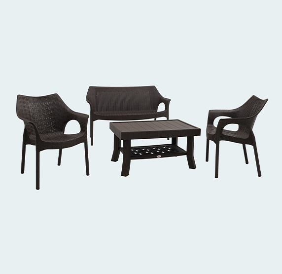 Supreme Plastic Sofa Set with Table | Plastic Chair Tables
