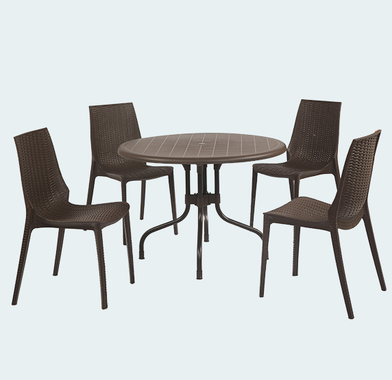 Plastic Dining Table with Chair | 4 Seater Dining Table