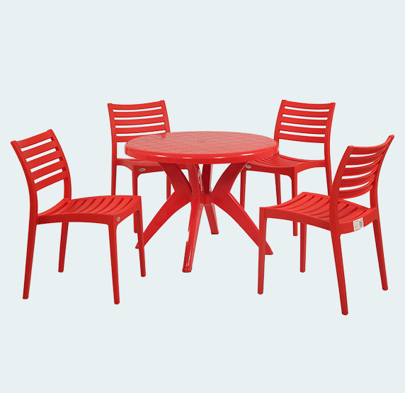 Plastic Table Chair Set | 4 Seater Dining Table and Chair