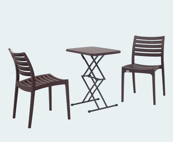 Dining Plastic Table with Chairs Set of 2 | Matt Finish