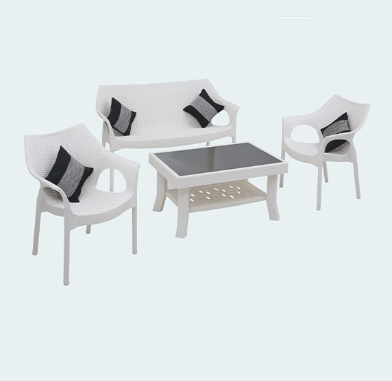 Supreme Plastic Sofa Set with Table | Plastic Chair Tables