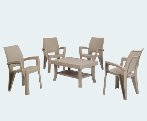 Vegas With Villa Plastic Dining Table 4 Seater, Matt Finish