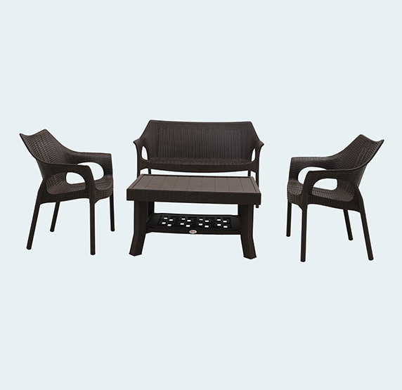 Supreme Plastic Sofa Set with Table | Plastic Chair Tables