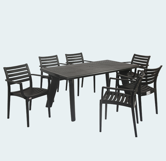 Bison With Empire 6 Seater Dining Set | Supreme Furniture