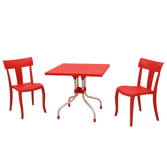 Plastic Dining Table with Chair Set of 2 | Supreme Furniture