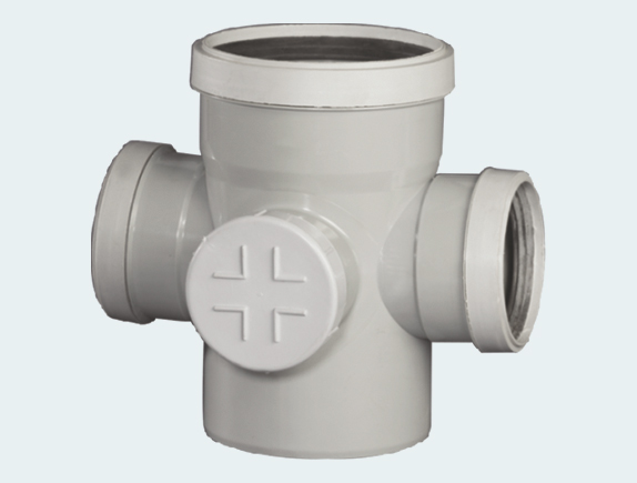 Plastic Piping Systems | Reducing Cross Tee with door (Ring Type Fitting)