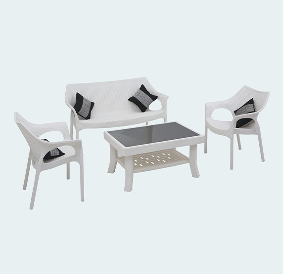 Supreme Plastic Sofa Set with Table | Plastic Chair Tables